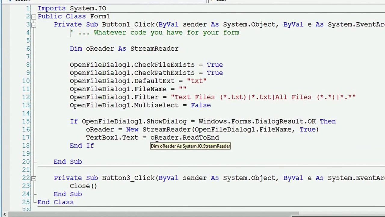 Open Text File Using Vb Dot Net Youtube