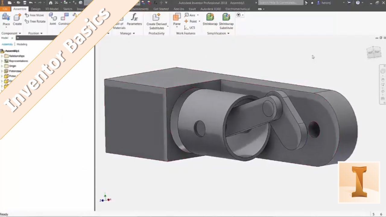 Inventor 101 Applying Assembly Constraints Youtube