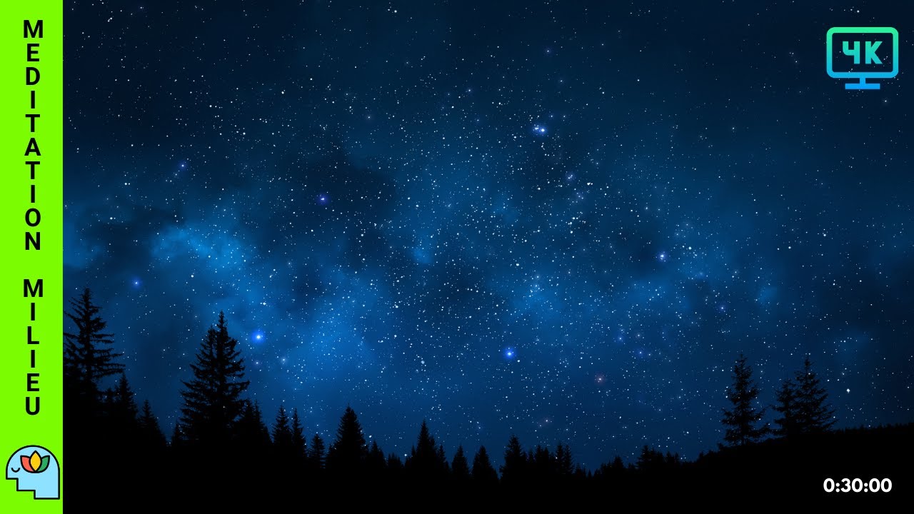 Ambient Relaxation Music With Calming Night Sky Stars Backdrop 4k