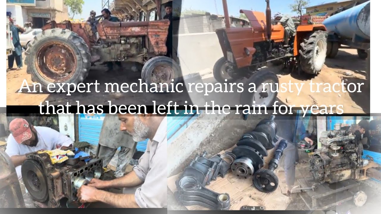 An Expert Mechanic Repairs A Rusty Tractor That Has Been Left In The