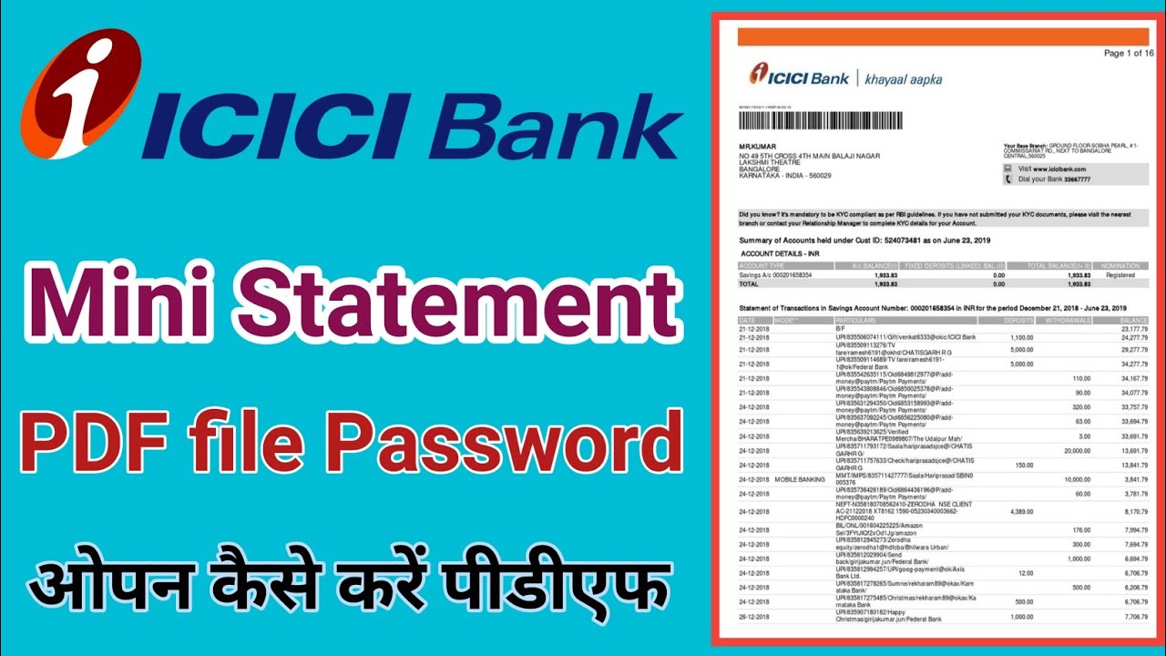 How To Open Icici Bank Statement Pdf Password Nsaastro