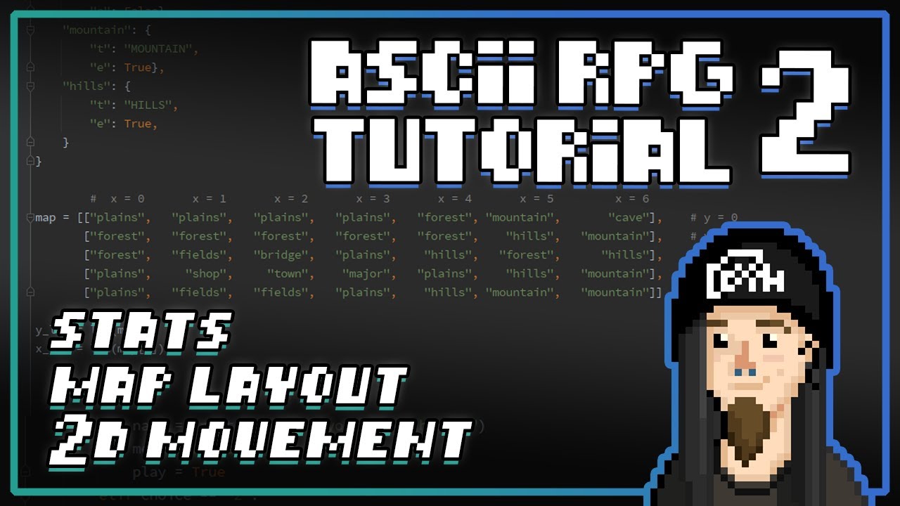 Python Ascii Rpg Tutorial 2 Stats Map Movement Youtube