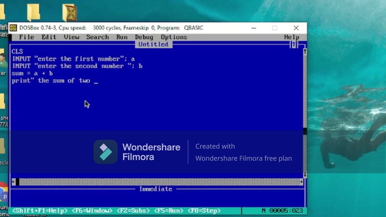Sum Of Any Two Numbers Qbasic Program Youtube