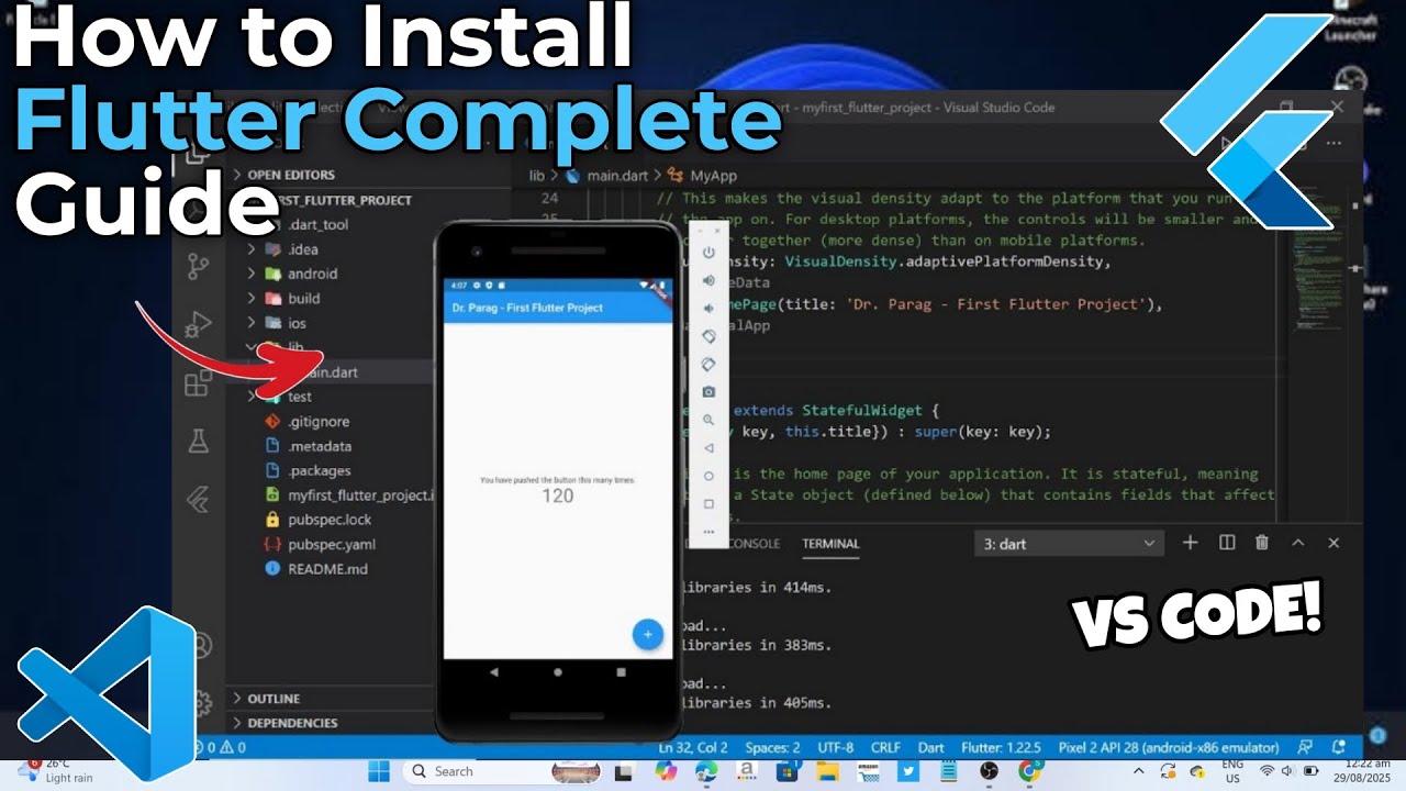 How To Install And Setup Flutter On Your Vs Code Pc Or Laptop Full