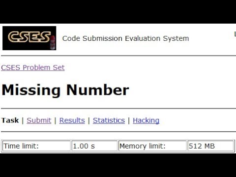 Missing Number Cses Introductory Problems 2 Youtube