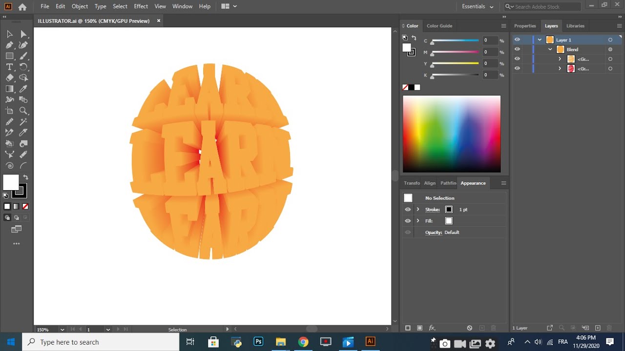 Blend Text Effect Adobe Illustrator Tutorials Youtube