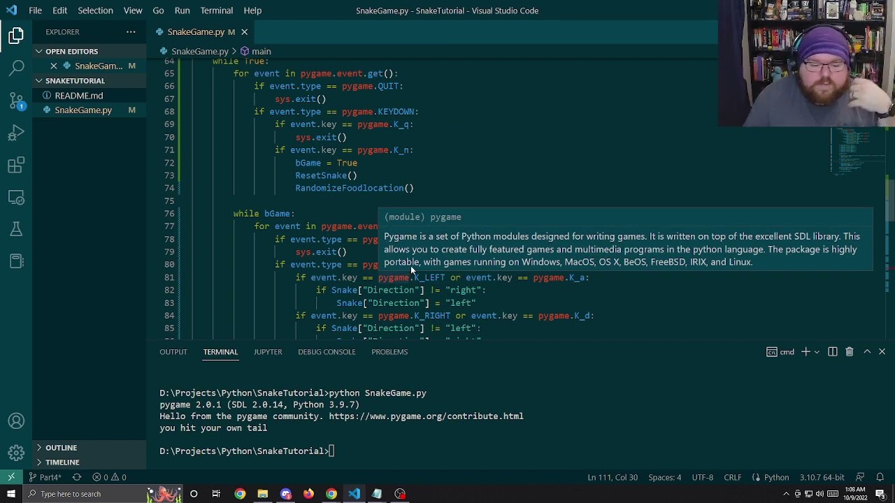 Python Pygame Snake Game Part 5 Youtube
