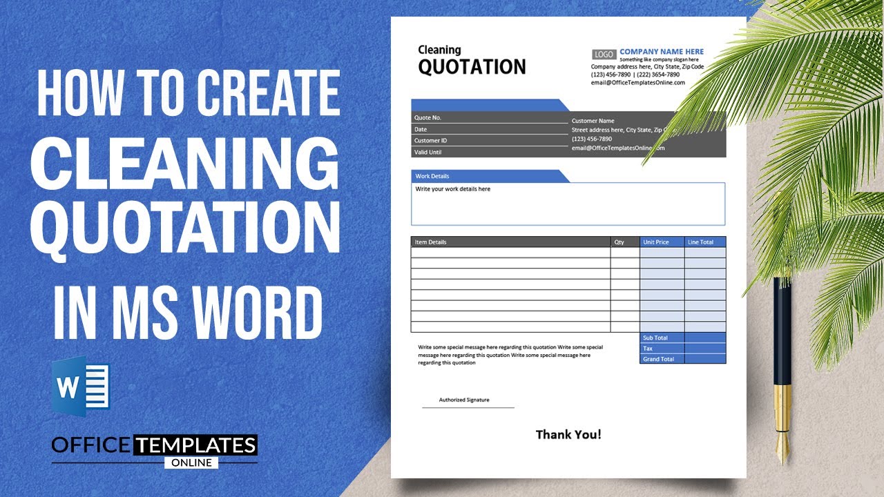 How To Design Cleaning Quotation In Ms Word Cleaning Quote Example