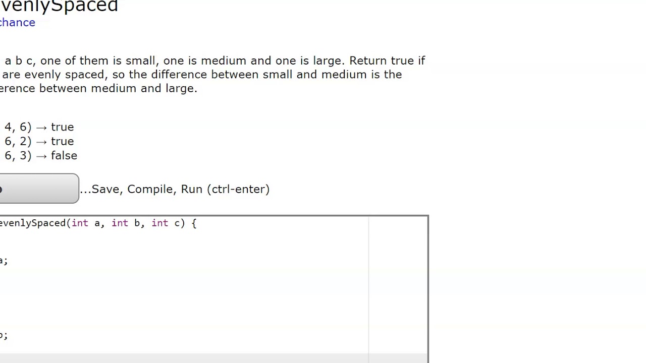 Logic 2 Evenlyspaced Java Tutorial Codingbat Youtube