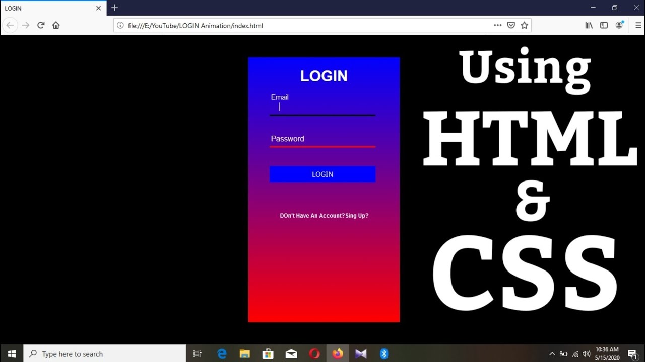 Animated Login Form Using Html And Css Only Youtube
