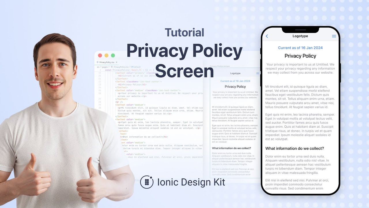How To Create A Privacy Policy Screen Ionic Design Kit Youtube