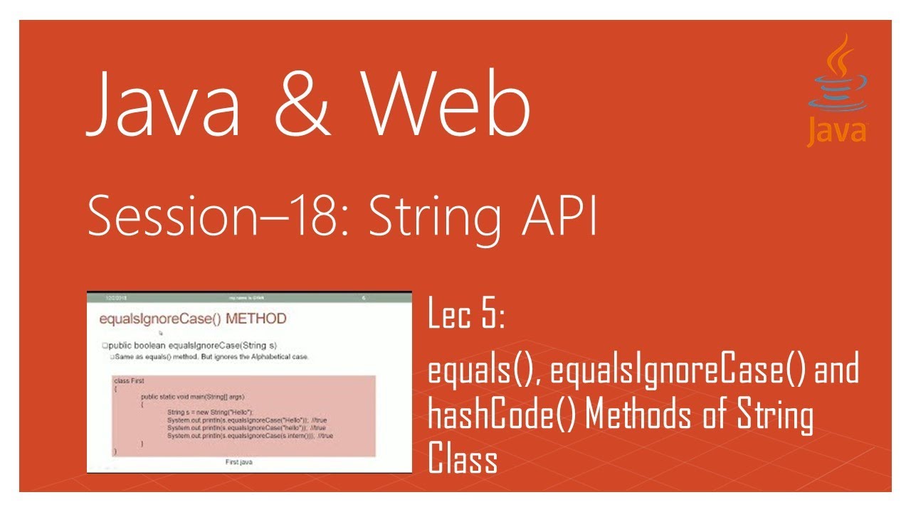 String Api In Java 5 Equals Equalsignorecase And Hashcode