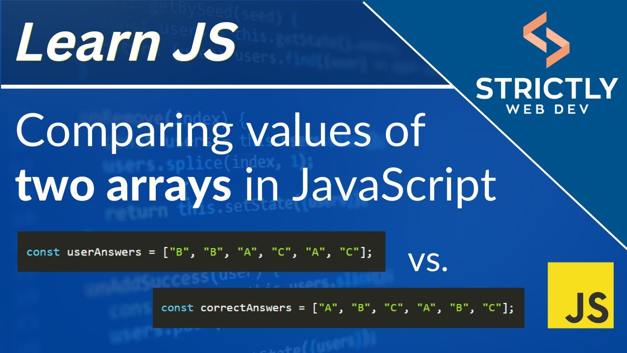 Comparing Values Of Two Arrays In Javascript Youtube