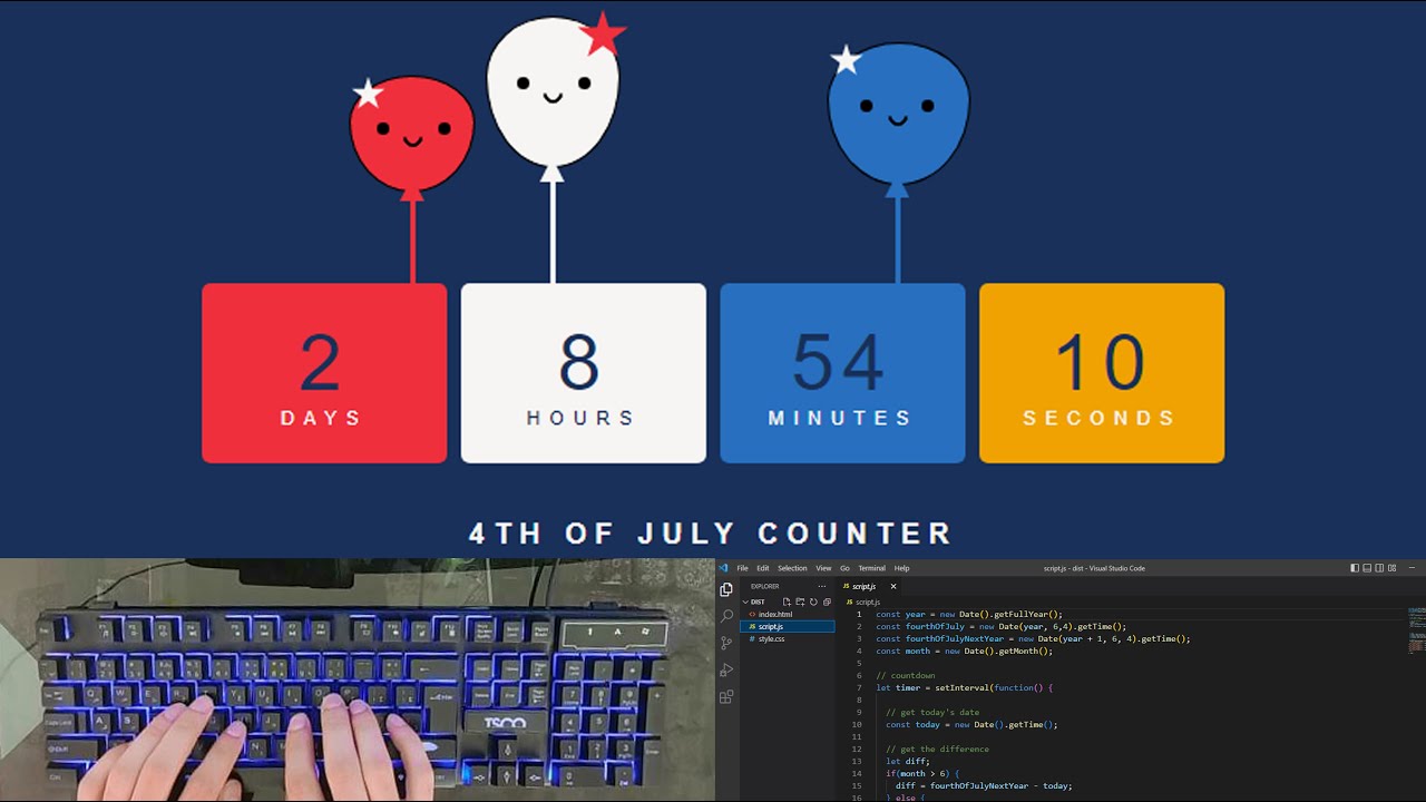 Asmr Programming 4th Of July Counter Countdown Timer Using Html Css