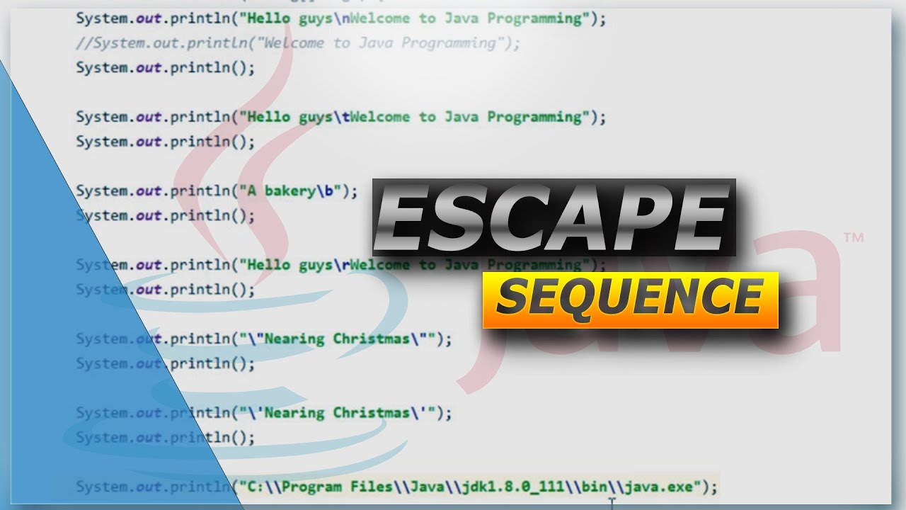 Java Tutorial 15 Escape Sequence Youtube