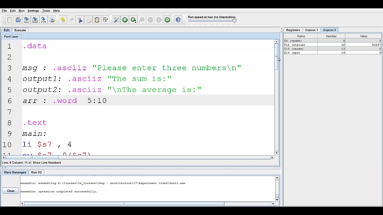 Mars Introduction To Mars Mips Simulator Youtube