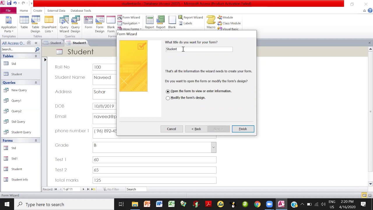 Forms Ms Access Youtube