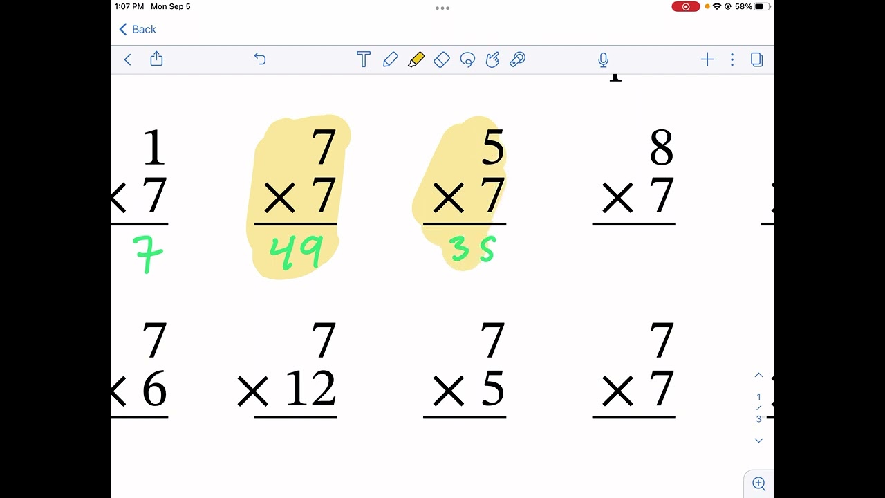 Math Drills Multiplying By 7 Youtube