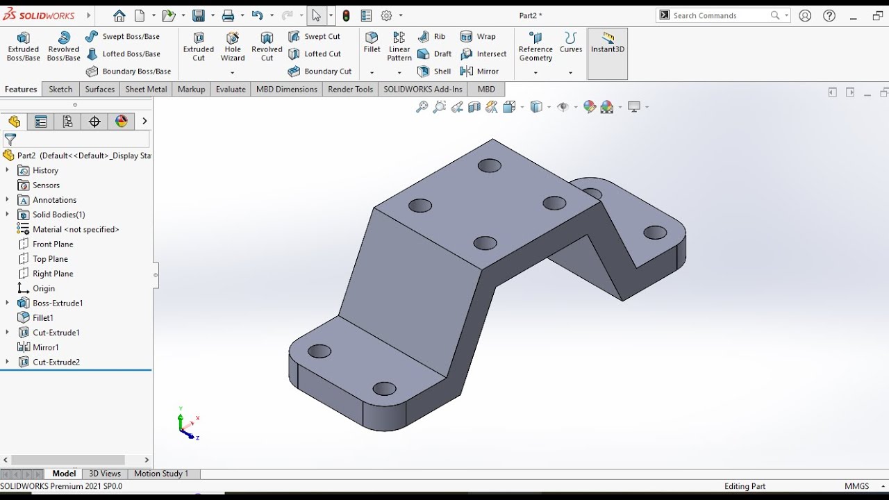 Simple Bracket Design In Solidworks Youtube