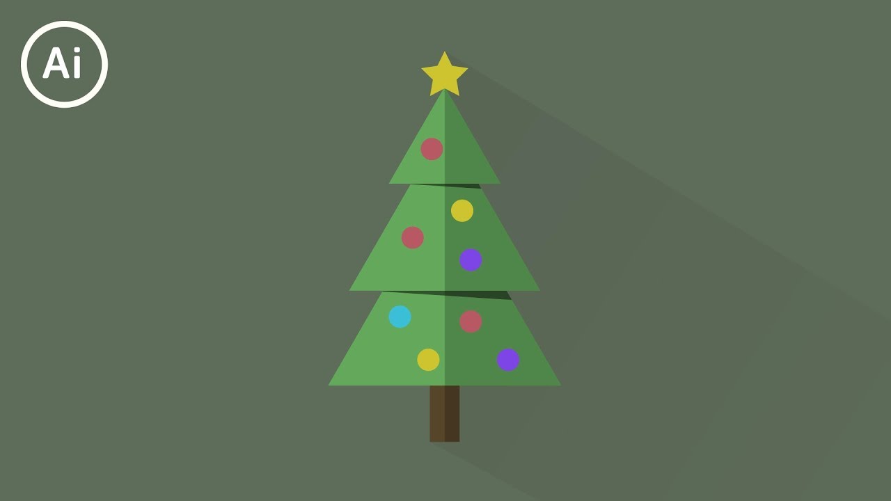Minimal Flat Design Christmas Tree Illustrator Cc Tutorial Youtube