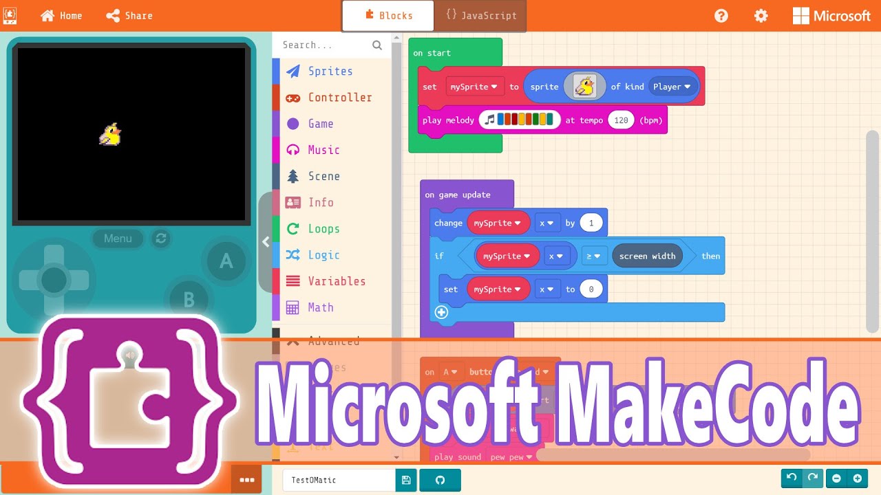 Microsoft Makecode Best First Game Engine Youtube