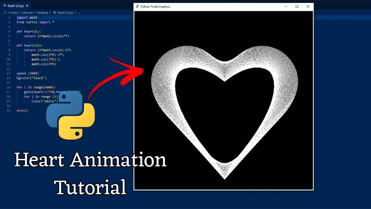 Python Turtle Tutorial 2рџ Create Heart Animation Python Coding Zero To