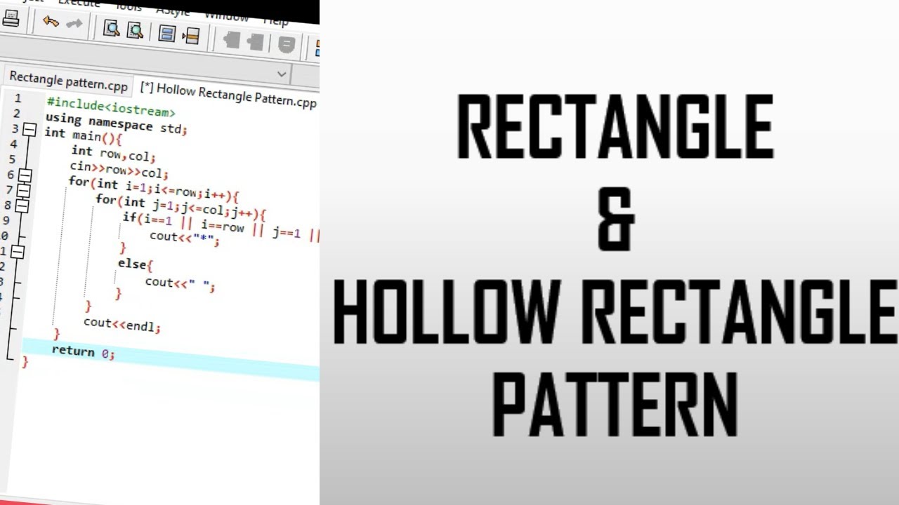 Rectangle Hollow Rectangle Pattern C Youtube