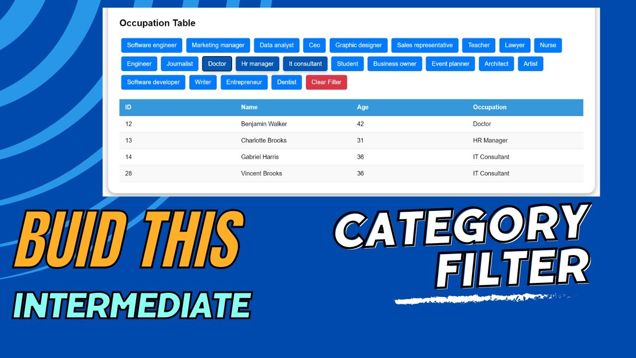 Multi Filter Data Table With Javascript Part 2 Youtube