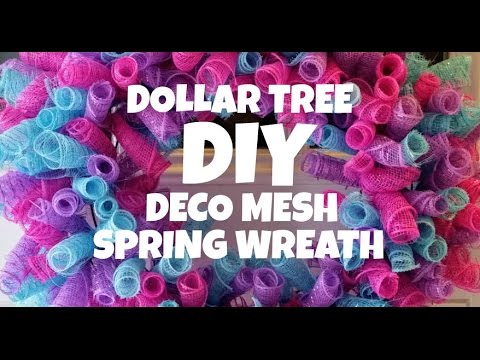 Dollar Tree Diy Deco Mesh Spring Wreath Tutorial Youtube