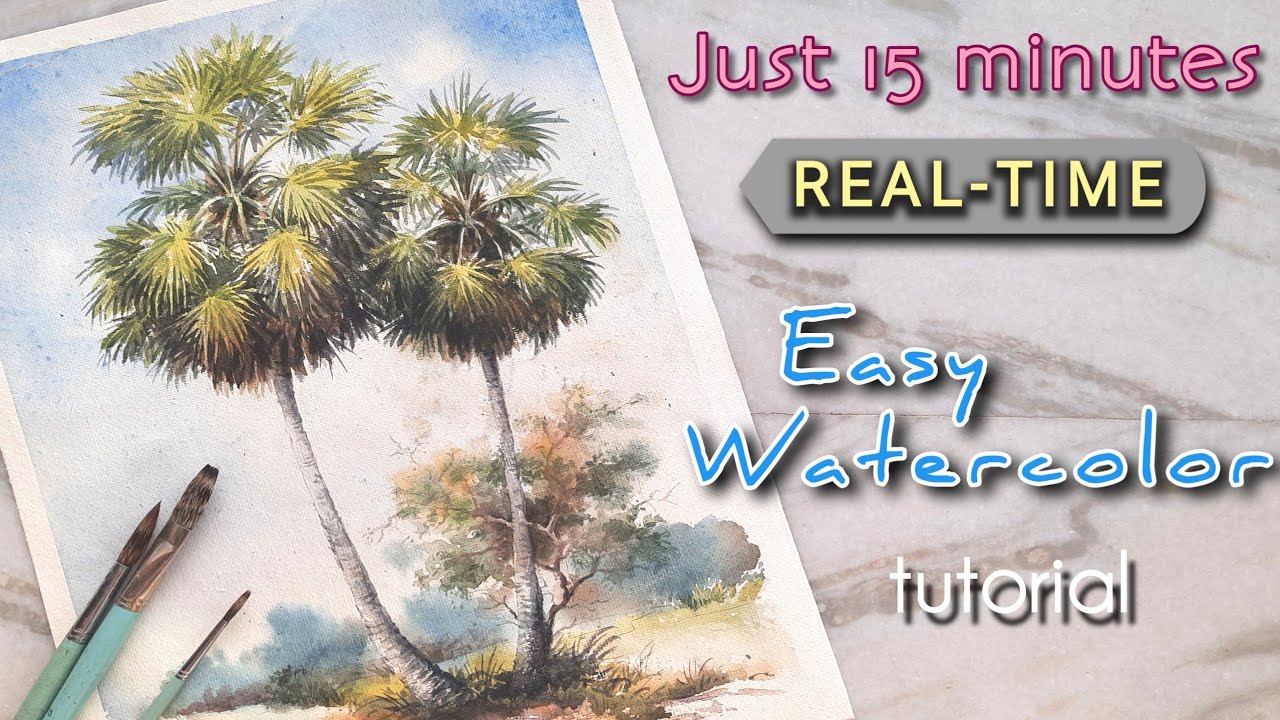How To Draw Palm Trees In Watercolor Palm Tree Painting Step By Step