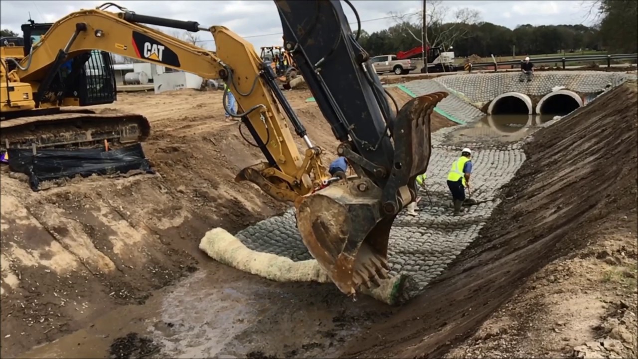 Channel And Slide Slopes Stabilization With Flexamat Erosion Control