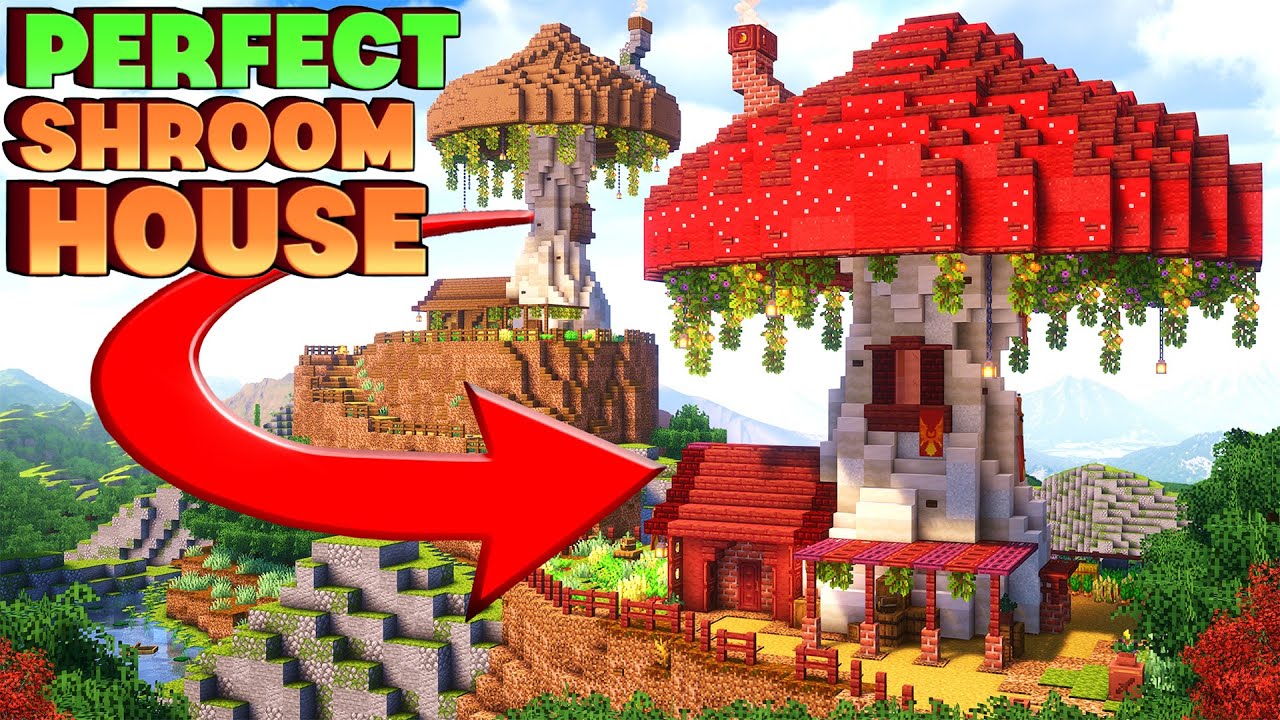 How To Build A Perfect Minecraft Mushroom House Youtube