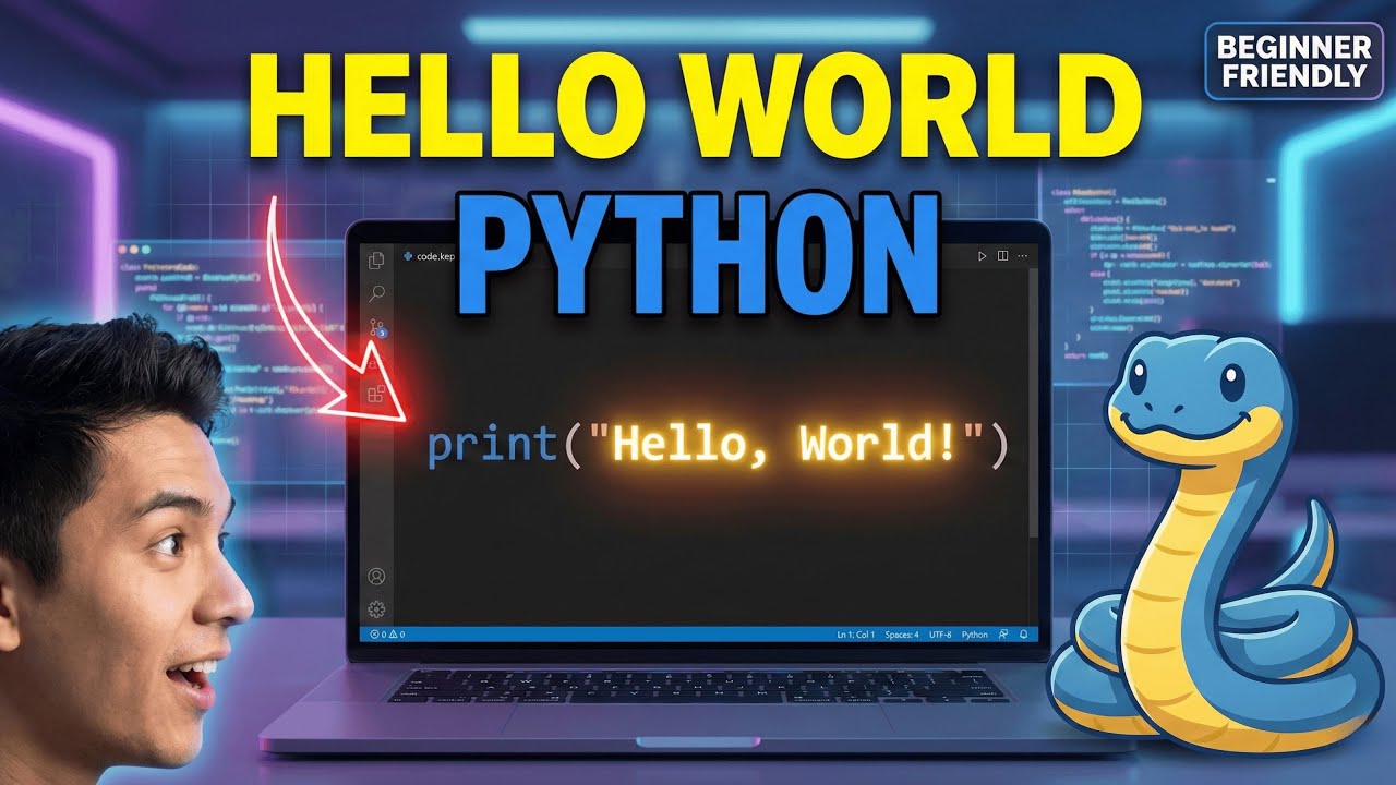 Python For Beginners 2025 рџ ґ Print Hello World In Python First
