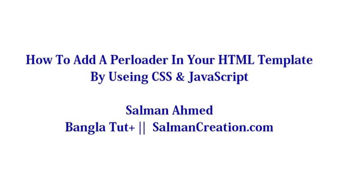 How To Add Preloader In Html Template By Useing Css Javascript Youtube
