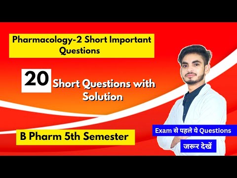 Pharmacology 5th Sem Important Questions Short Questions With Solution