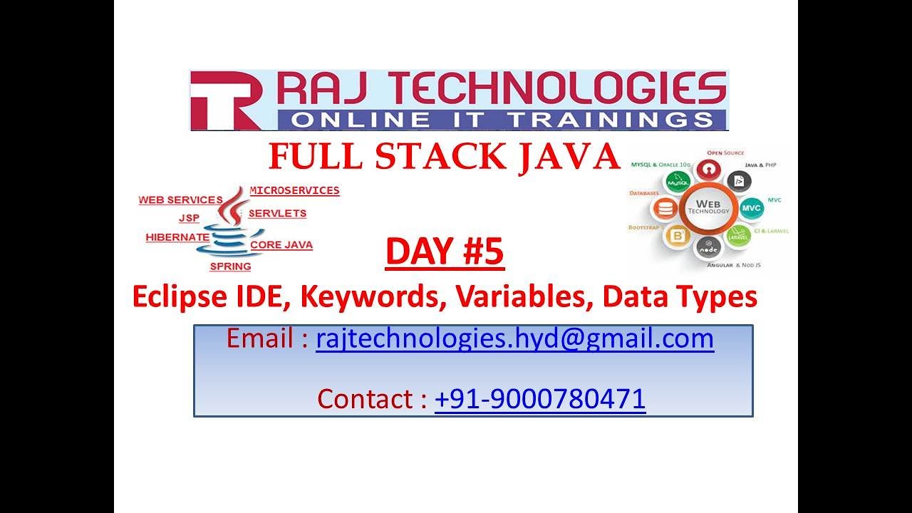 Full Stack Java Day 5 Eclipse Ide Keywords Data Types Raj