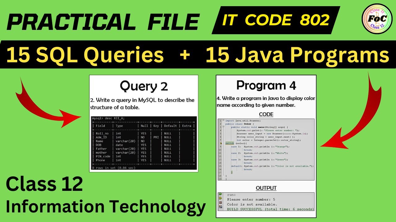 It Practical File Class 12 Java Programs Mysql Queries Information