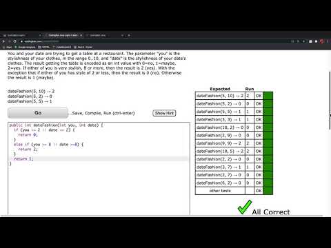 Codingbat Logic1 Date Fashion Youtube