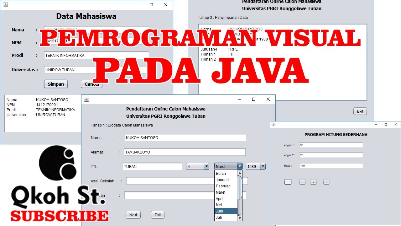 Pemrograman Visual Pada Java Youtube