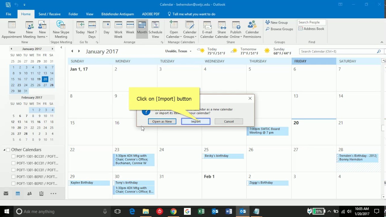 Importing Ics Calendar Youtube