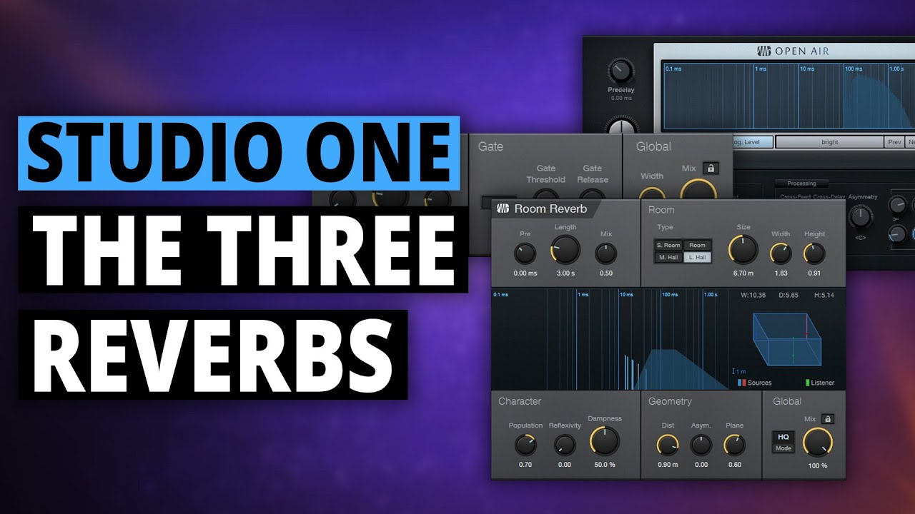 Studio One Reverb Plugins Mixverb Openair And Room Reverb Youtube