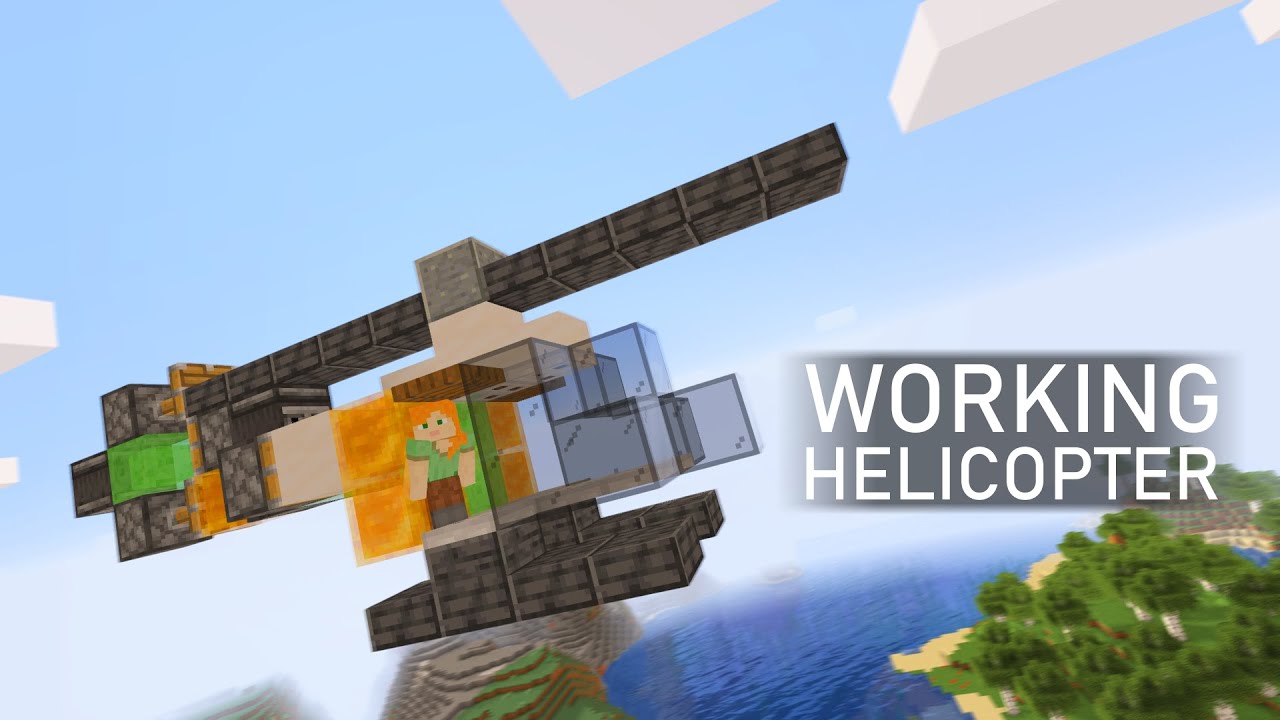 How To Make A Working Helicopter In Minecraft Java Bedrock Youtube