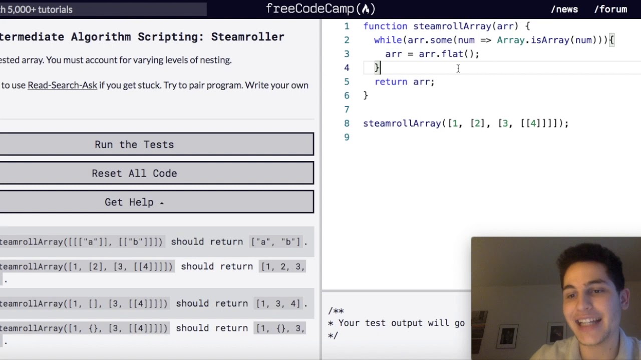 Freecodecamp Intermediate Algorithm Scripting Steamroller Youtube
