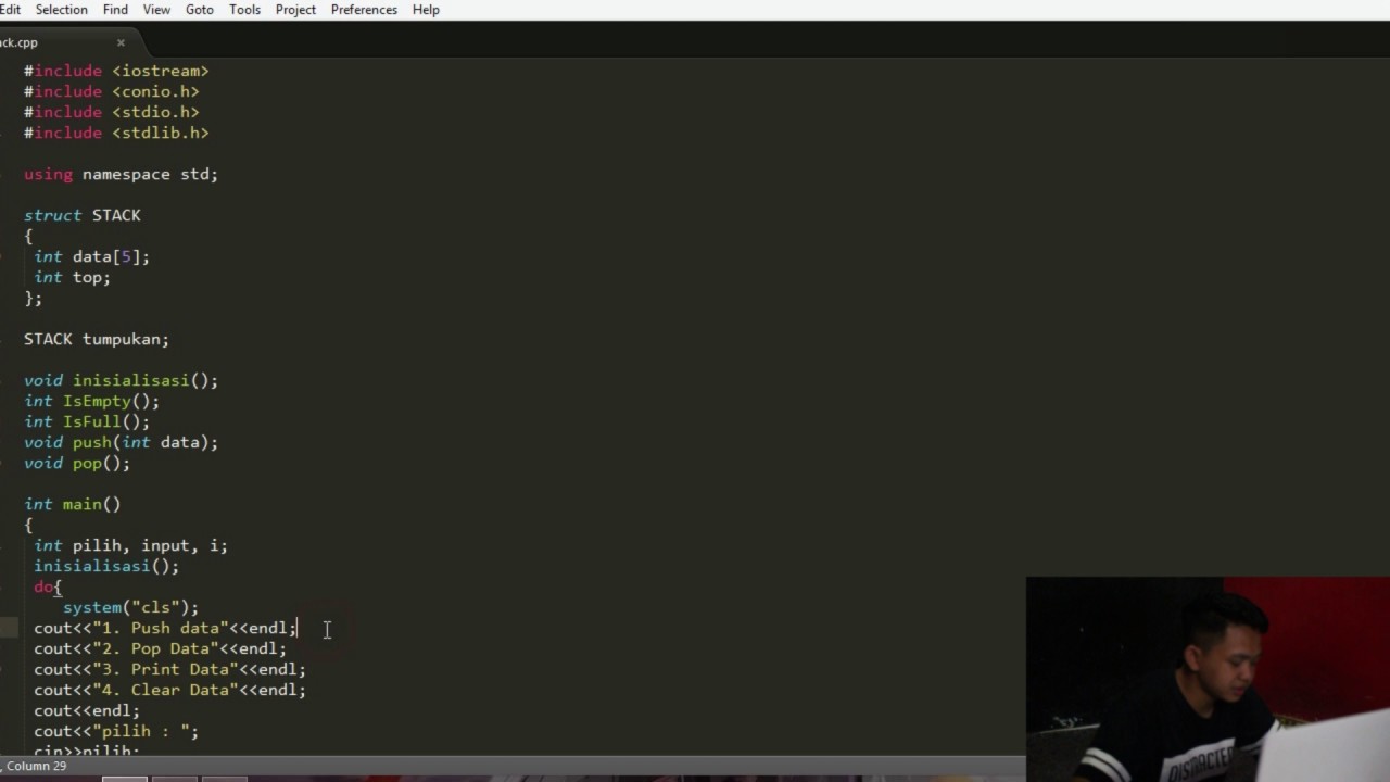 Tutorial Coding Program Stack Struktur Data Youtube