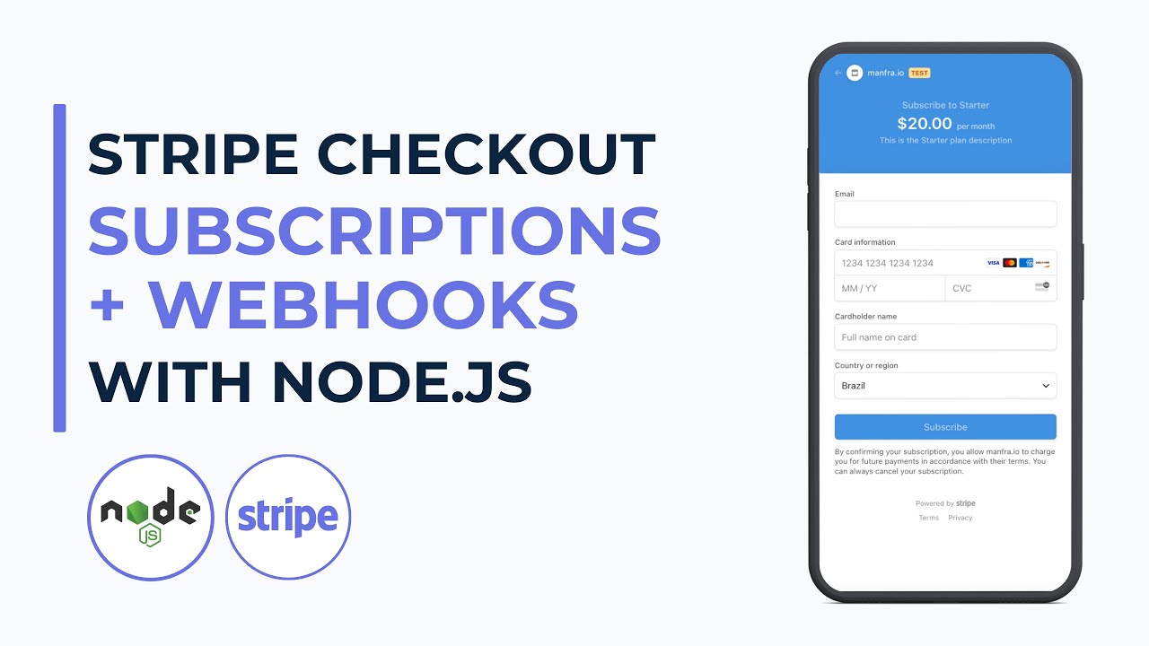 Stripe Checkout Subscriptions Webhooks With Node Js Youtube