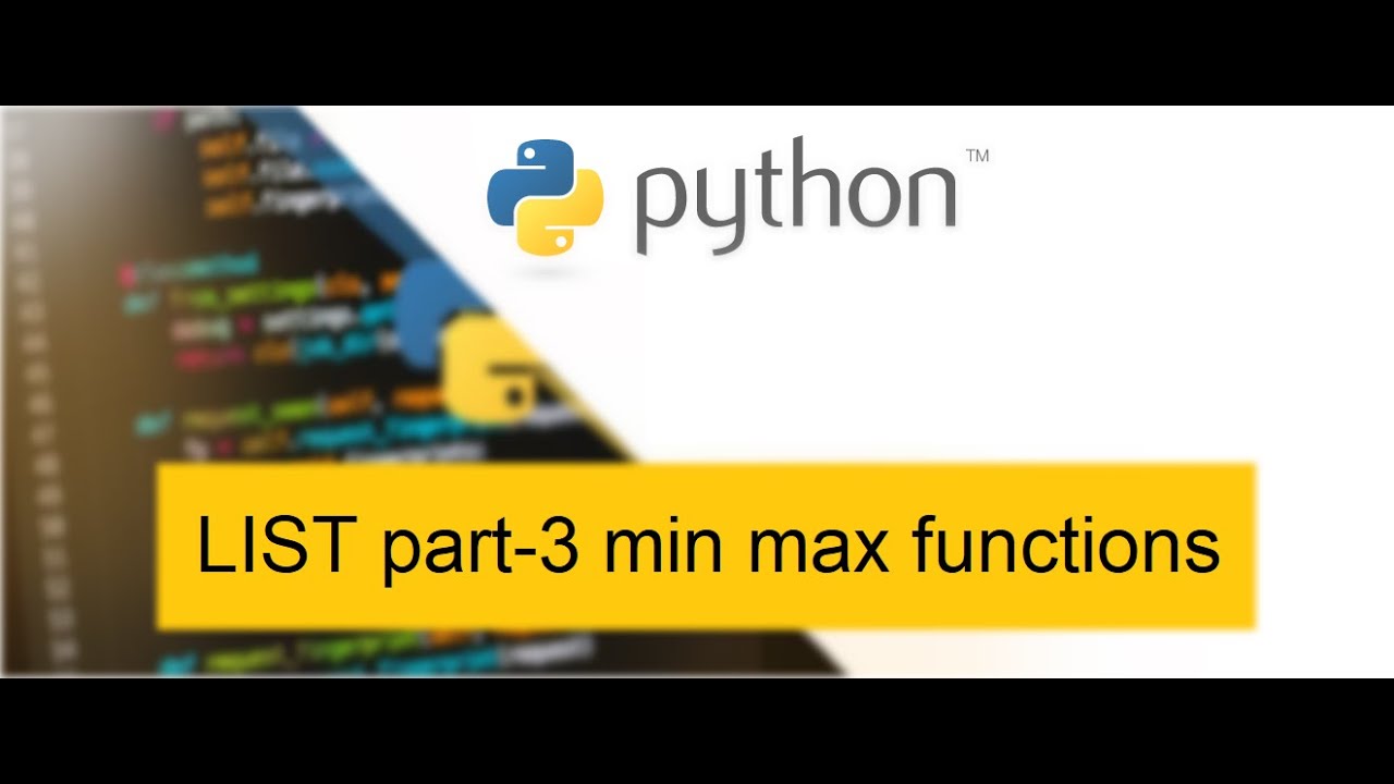 Numeric List I Python Max Min Function Explained Youtube