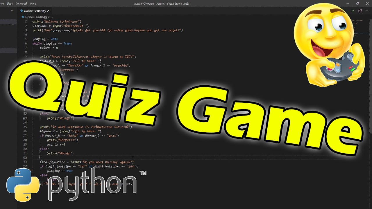 How To Make A Quiz Game Using Python Tutorial Youtube