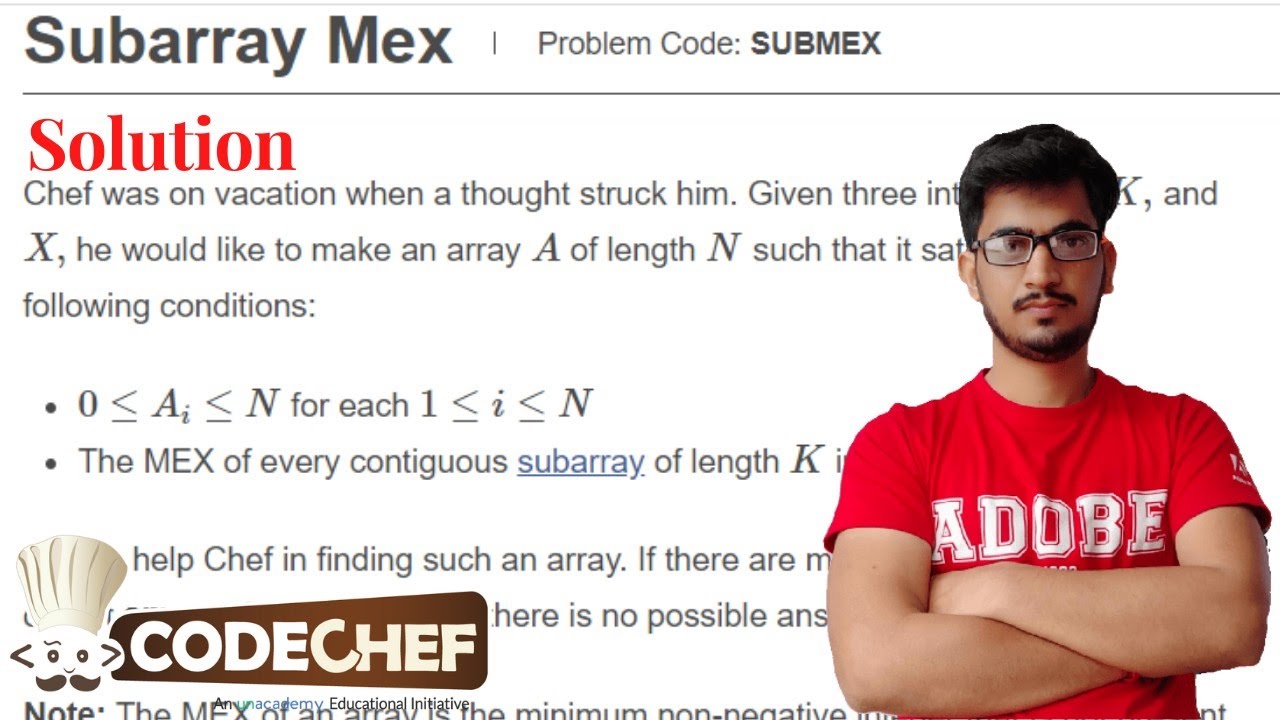 Subarray Mex Submex Codechef Starters 23 Youtube