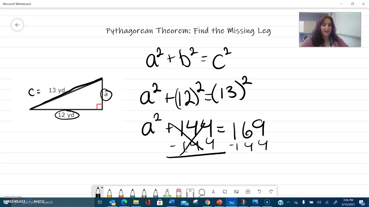 Pythagorean Theorem Find The Missing Leg Youtube