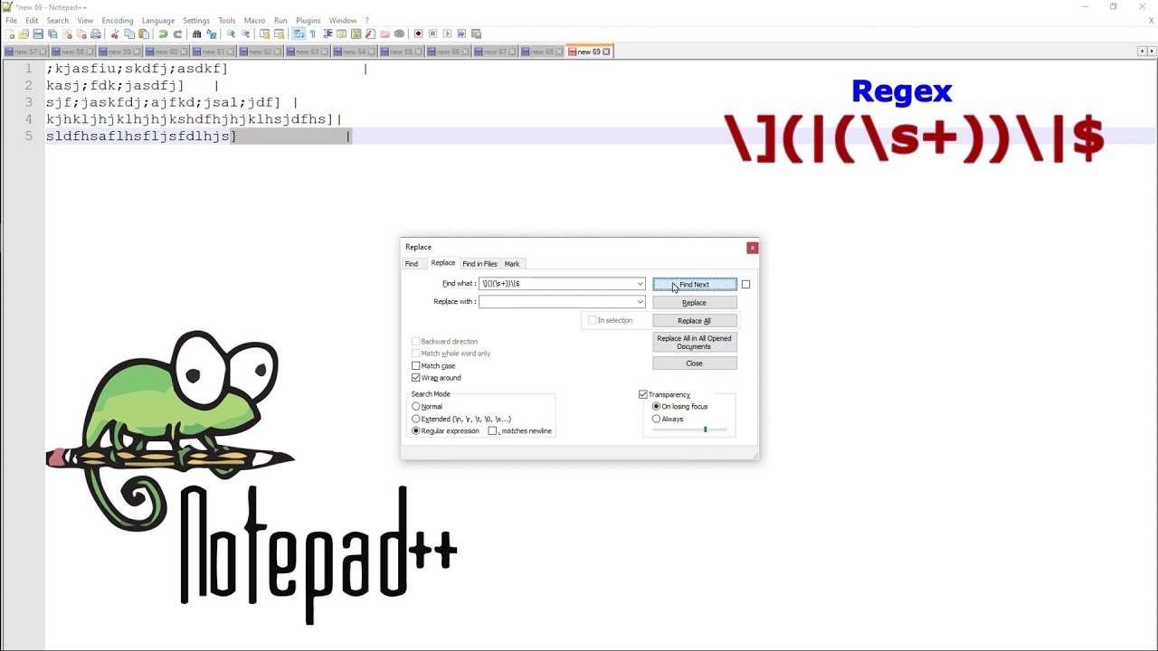 Notepad Regex Based Find Replace Youtube